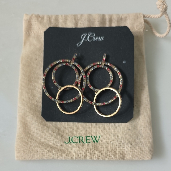 J. Crew | Jewelry | J Crew Red And Gold Hoop Earrings | Poshmark